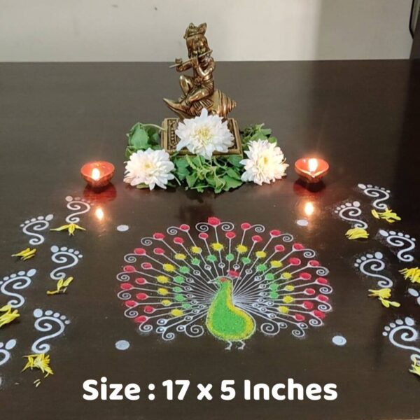 Krishna Padam Border Rangoli Stencil Wooden – 17x5 Inches, Pack of 1